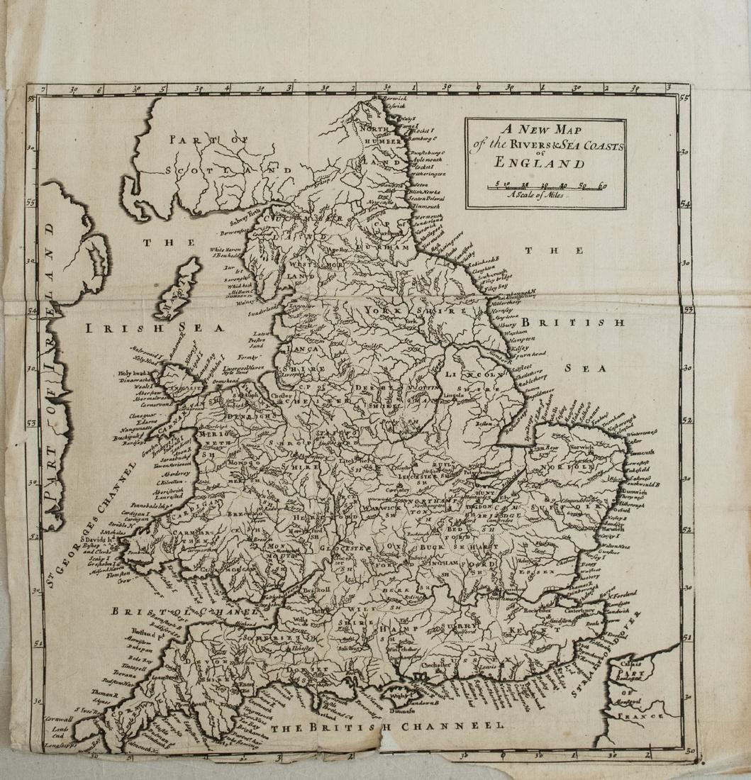 1729 Moll Map of England and Wales -- A New Map of the