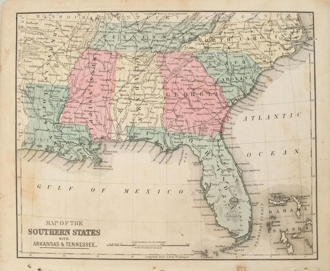 1865 Mithell Map Of Southern Us Map Of The Southern