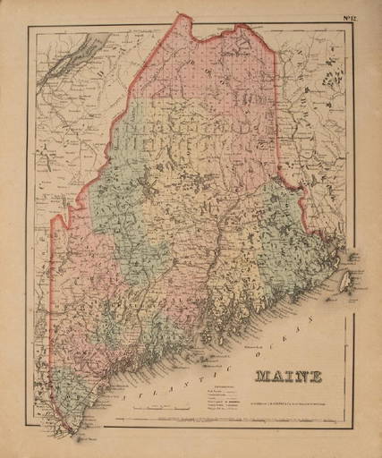 1855 Colton Map Of Maine Maine