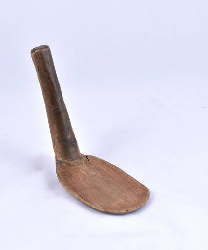 Primitive Carved One Piece Butter Worker With Numorus