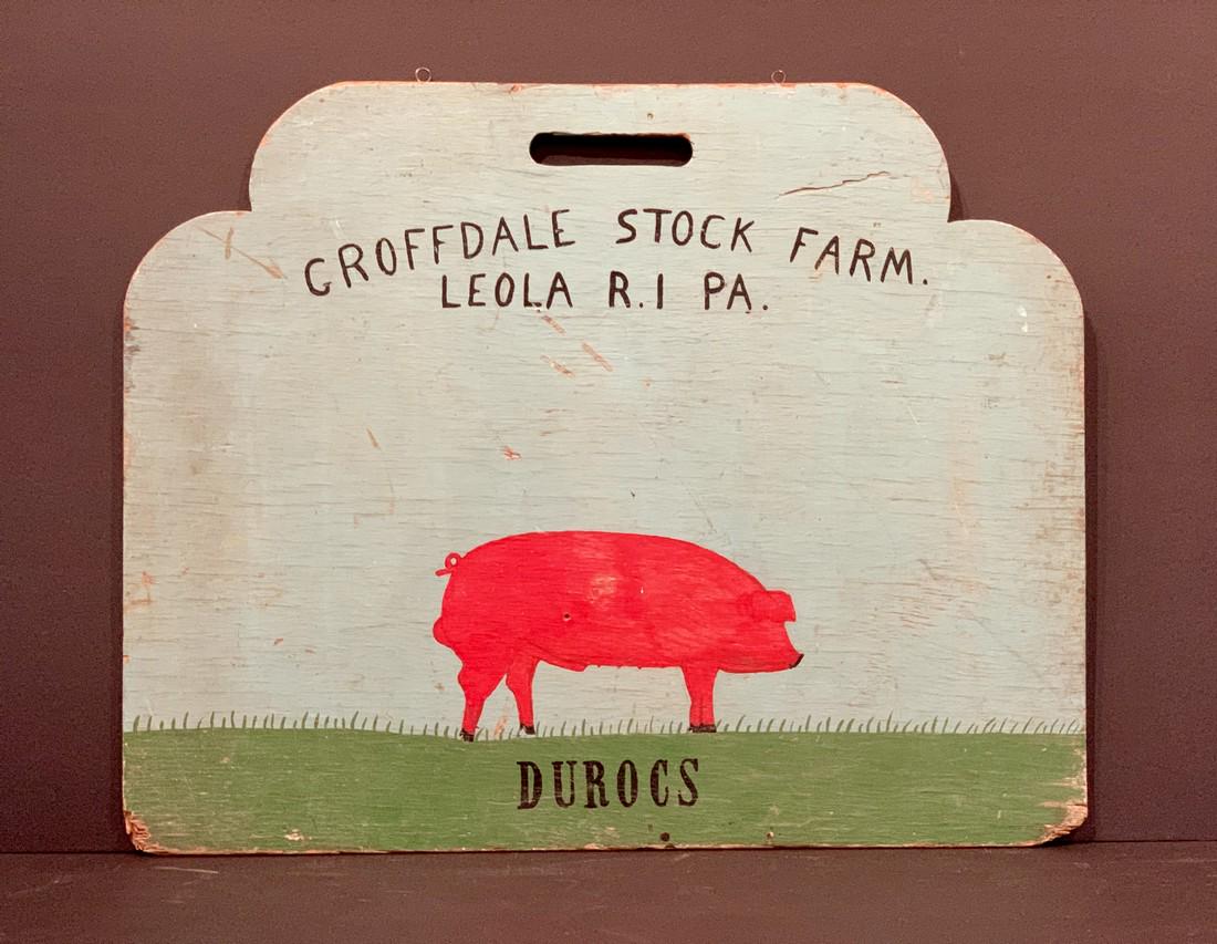 Pig Trade Sign & Herding Board, DUROCS, c. 1930s