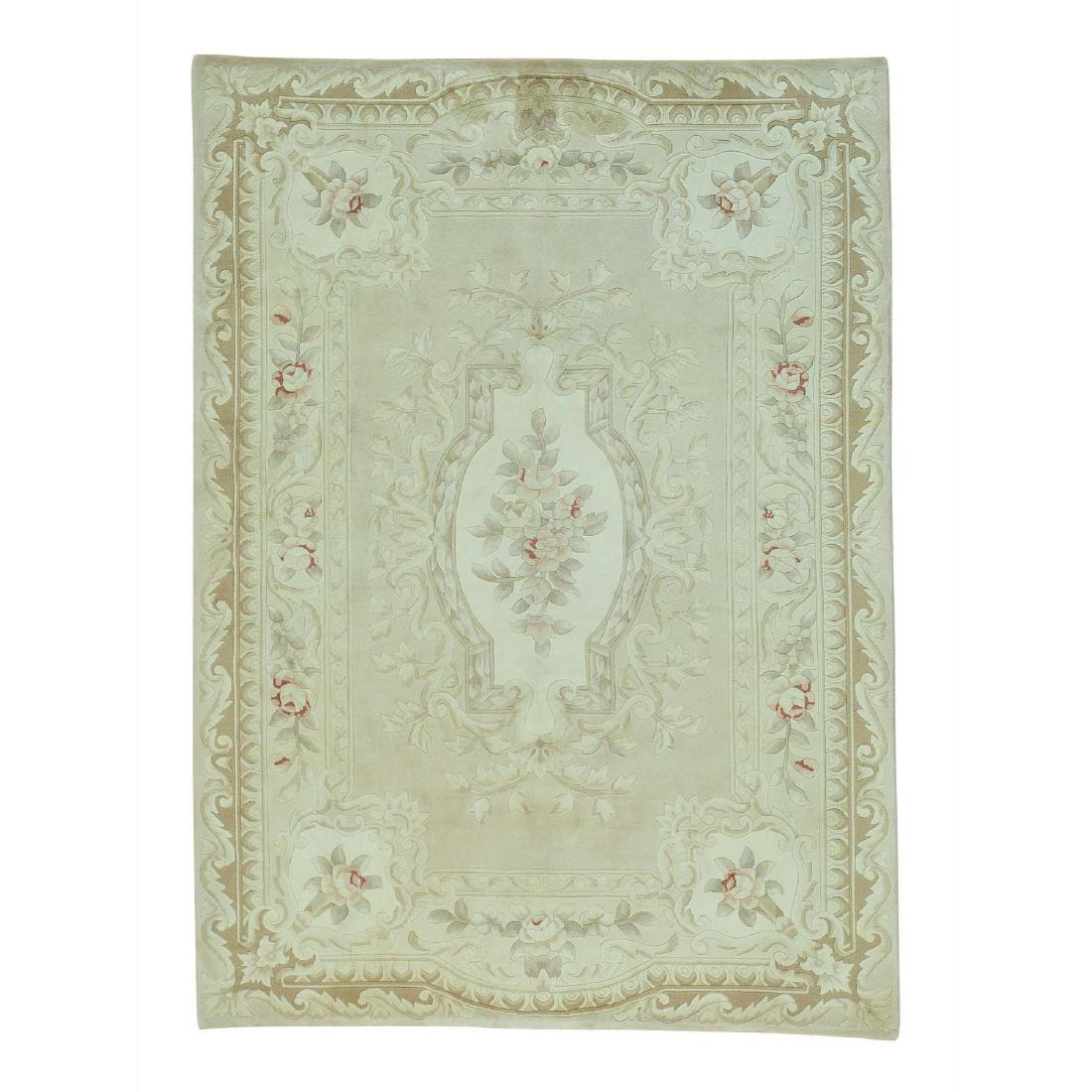 Aubusson Thick and Plush Hand Knotted Wool and Silk Rug