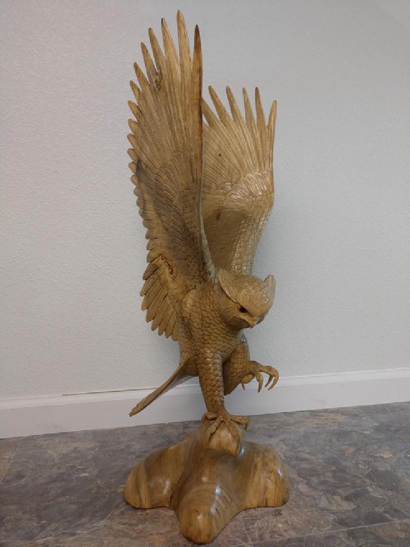 Hand Carved Large Wooden Owl Statue