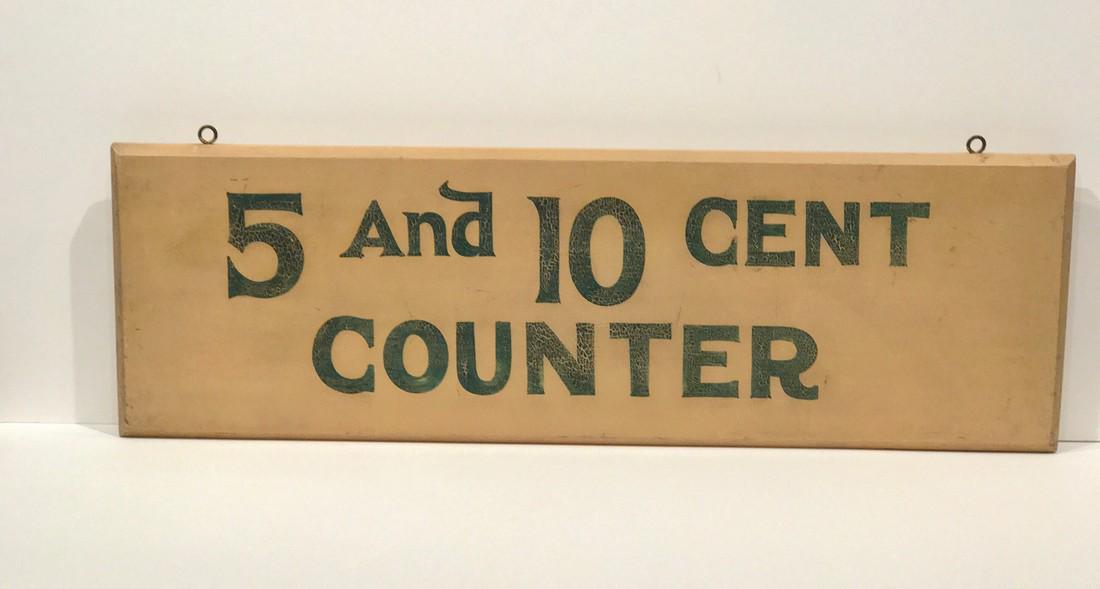 5 And 10 CENT COUNTER Trade Sign, C. 1900