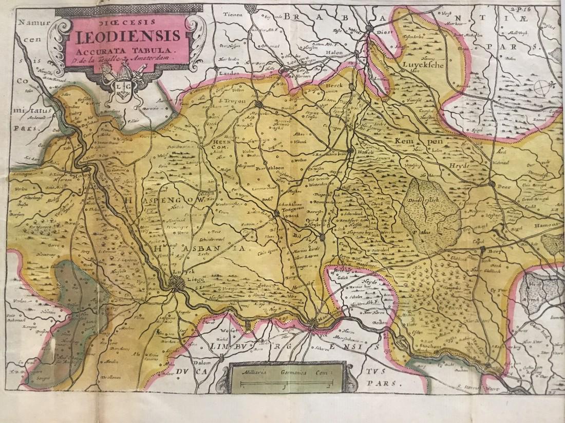 Rare map of the Bishopric of Liege. Showing the city