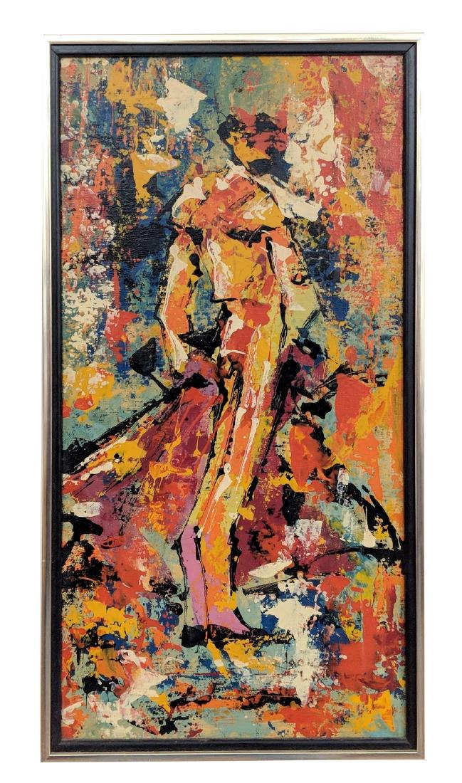 1960s Vintage Jack Lauder Abstract Matador Oil on