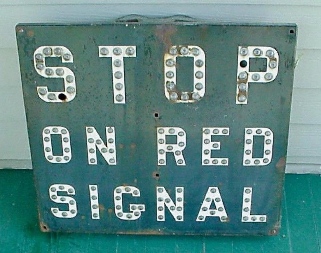 Antique Stop On Red Signal Cats Eyes Railroad Sign