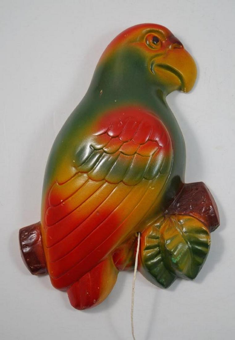 Vintage Parrot on Branch Bird Chalk Ware String Holder