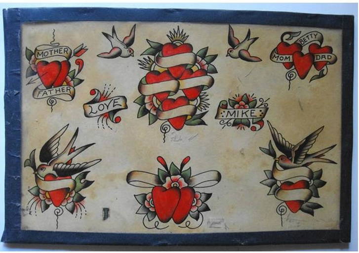 Vintage Tattoo Art, Believed To Be Original Art,