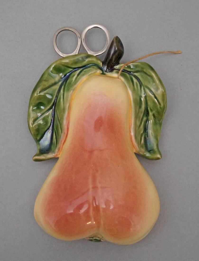 Pear W/ Leaves Fruit Ceramic String Holder