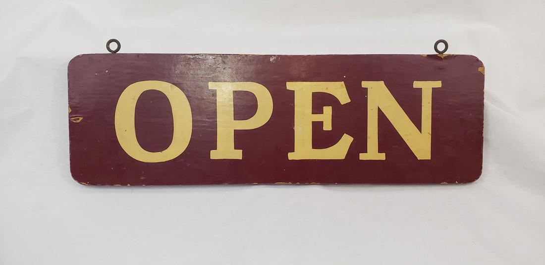 Double Sided Open Sign Ca 1940's