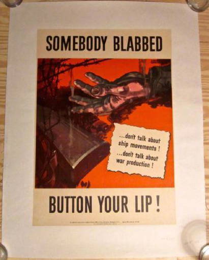 VINTAGE WWII 1942 "SOMEBODY BLABBED" POSTER-CREEPY A - Apr 17, 2019 ...