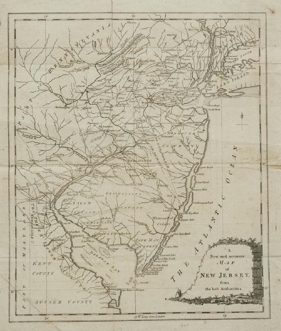 1780 New Jersey Map -- A New and Accurate Map of New