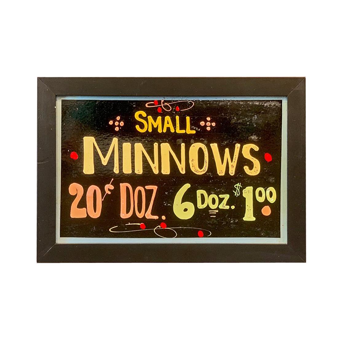 SMALL MINNOWS…c. 1940 Bait sign