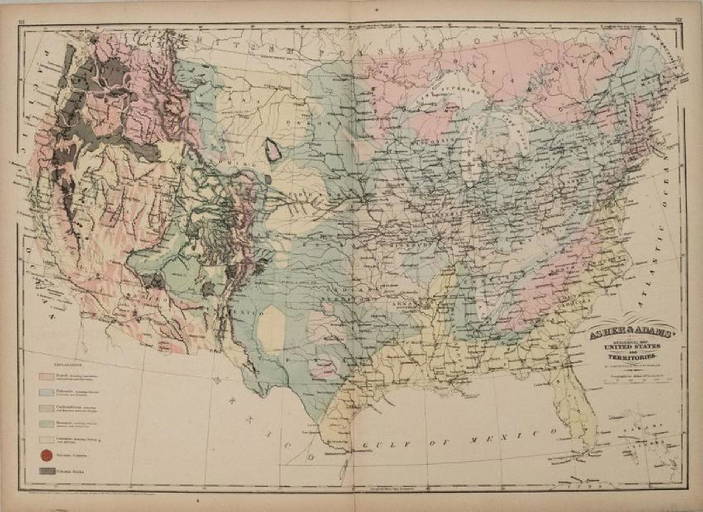 1872 Asher And Adams Geological Map Of United States