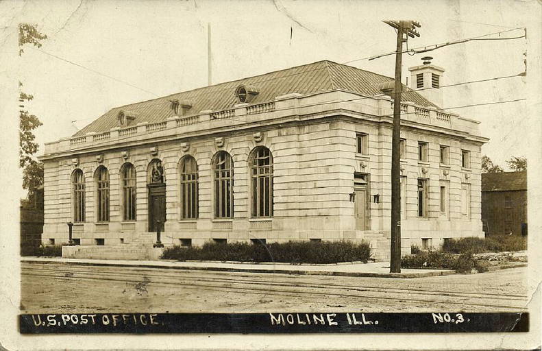 Illinois, Moline, U.s. Post Office (1911) Rppc Postcard