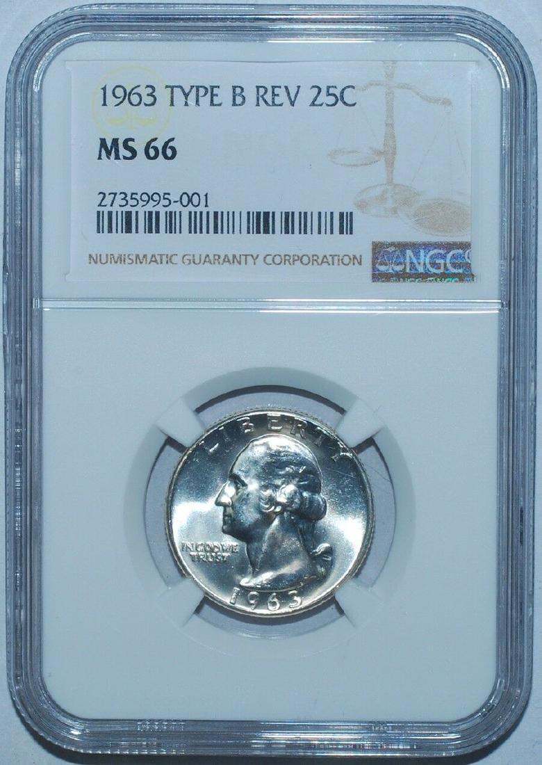1963 Ngc Ms66 Fs 901 Type B Reverse Washington Quarter