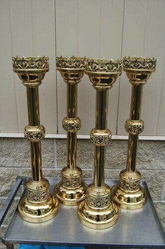 Set Of 4 Fine Older Traditional Altar Candlesticks