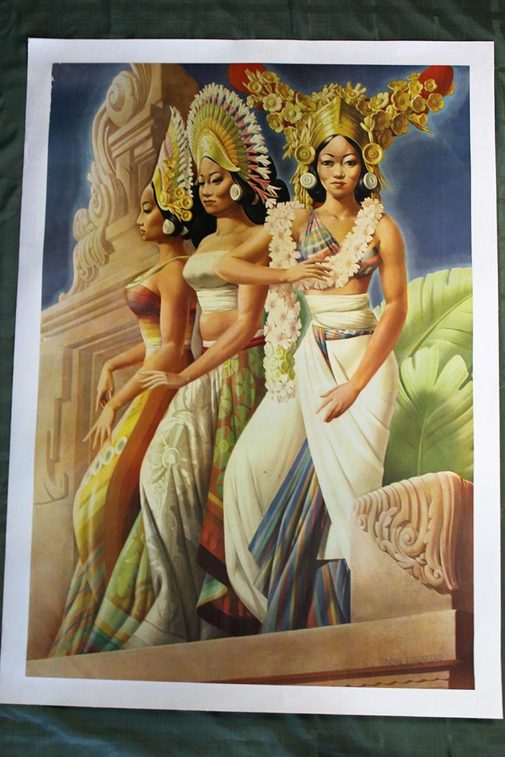 Bali Dancers Art By Andre Durenceau (1930) 48 X 33.5