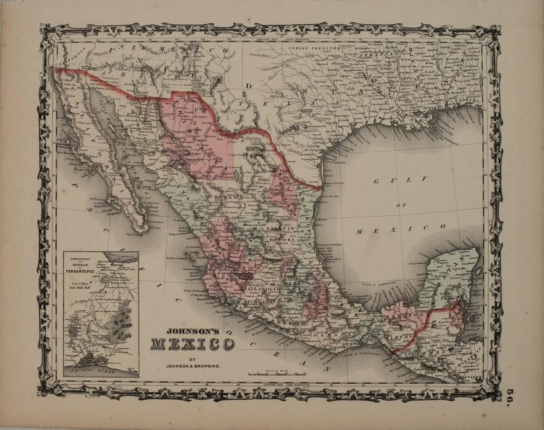 1862 Johnson Map Of Mexico Johnson's Mexico