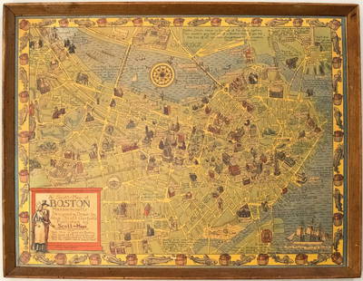 1950s Garfield Pictorial Map Of Boston