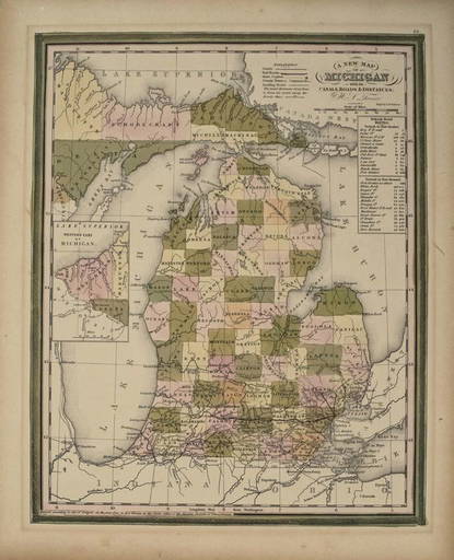 1841 Tanner Map Of Michigan A New Map Of Michigan