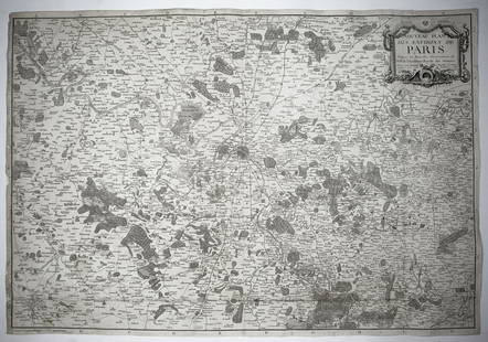 Large Topographic Engraving Antique French Map Of