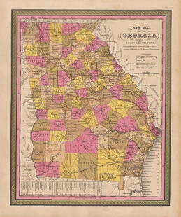 Scarce/desirable 1846 Mitchell Map Of Georgia
