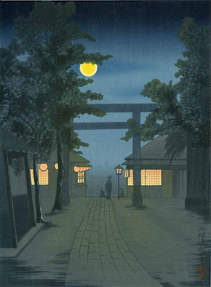 Kiyochika Kobayashi: Torii Gate in Moonlight Woodblock - Jan 12, 2020 ...