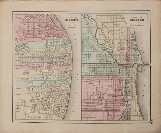 1855 Colton Map Of Chicago And St. Louis The City