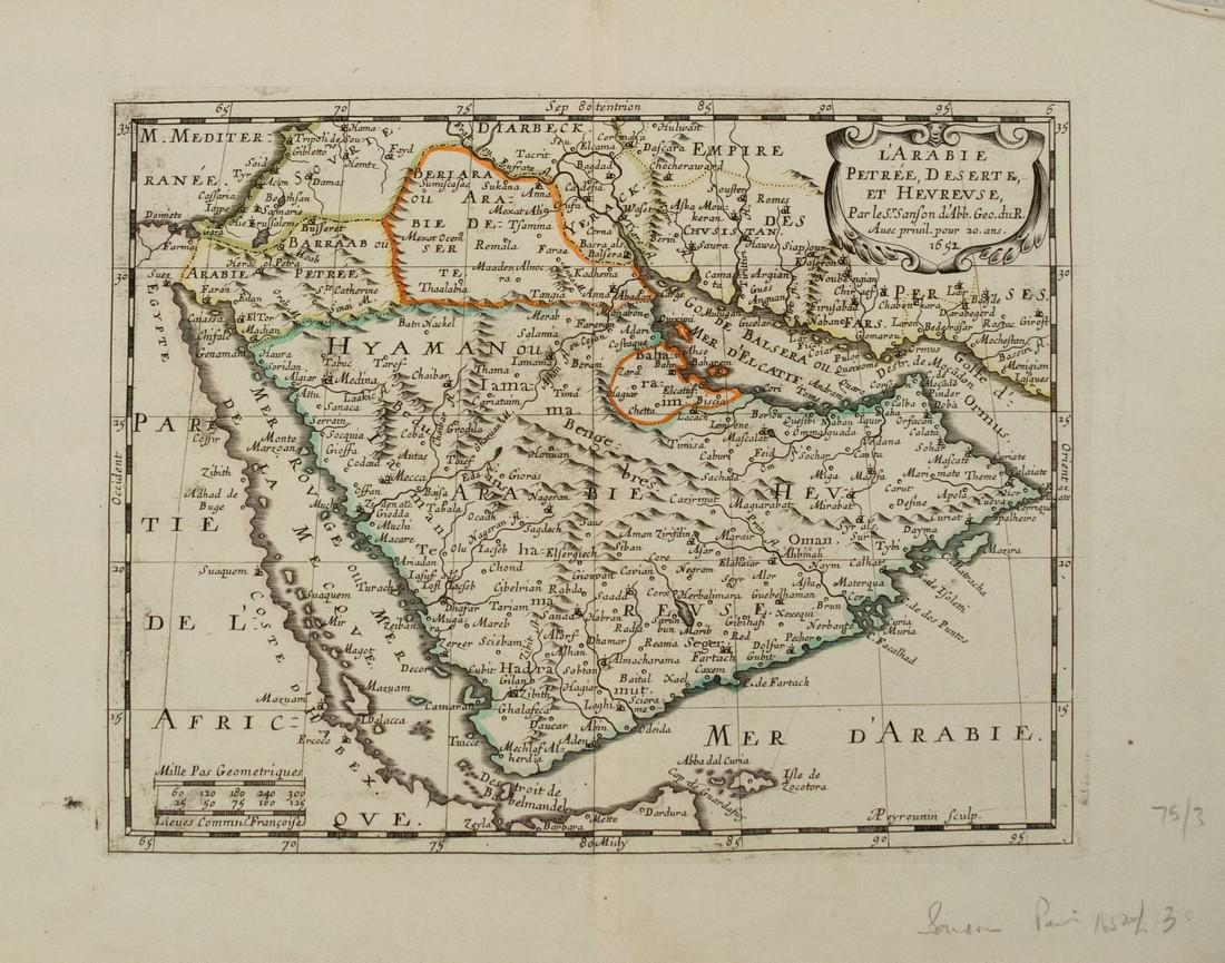 1652 Sanson Map Of The Arabian Peninsula And The Red
