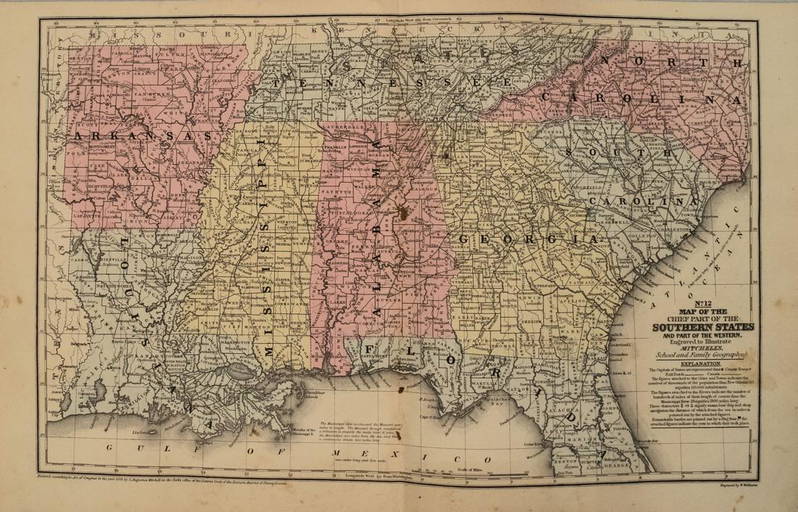 1858 Mitchell Map Of Southern United States No. 12