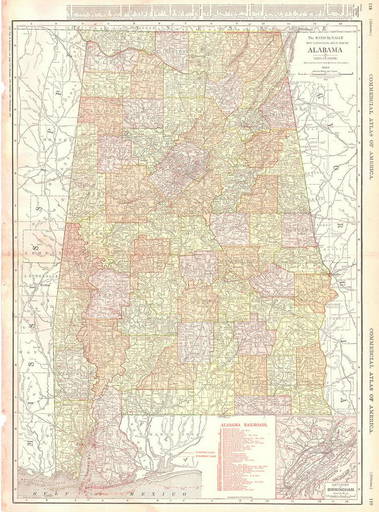 Rand Mcnally New Commercial Atlas Map Of Alabama