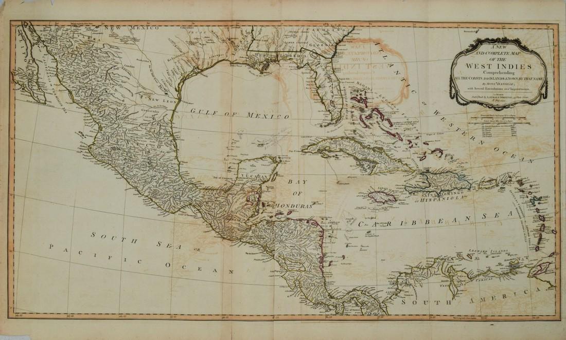 1794 Laurie & Whittle Map Of The Caribbean, Mexico And