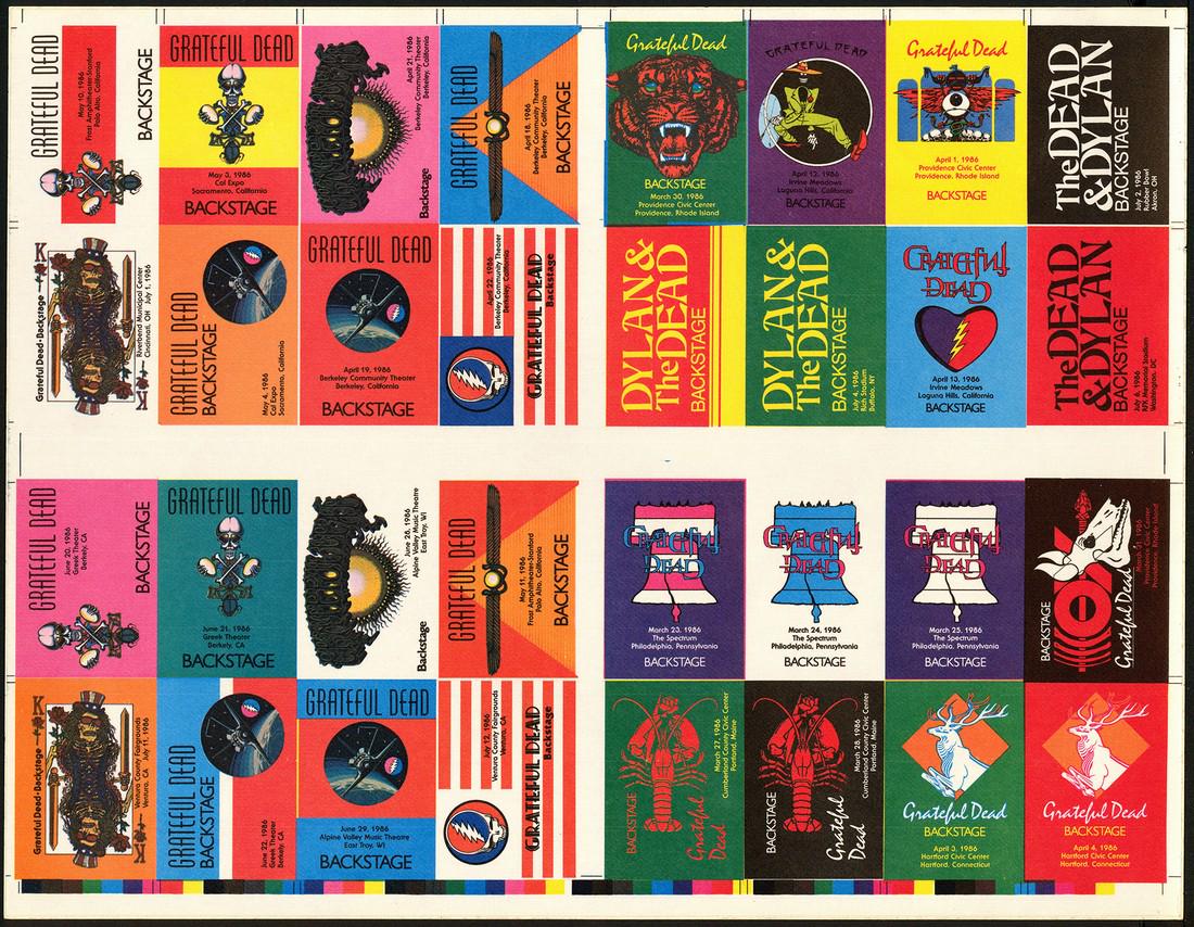 Grateful Dead Backstage Passes Uncut Sheet