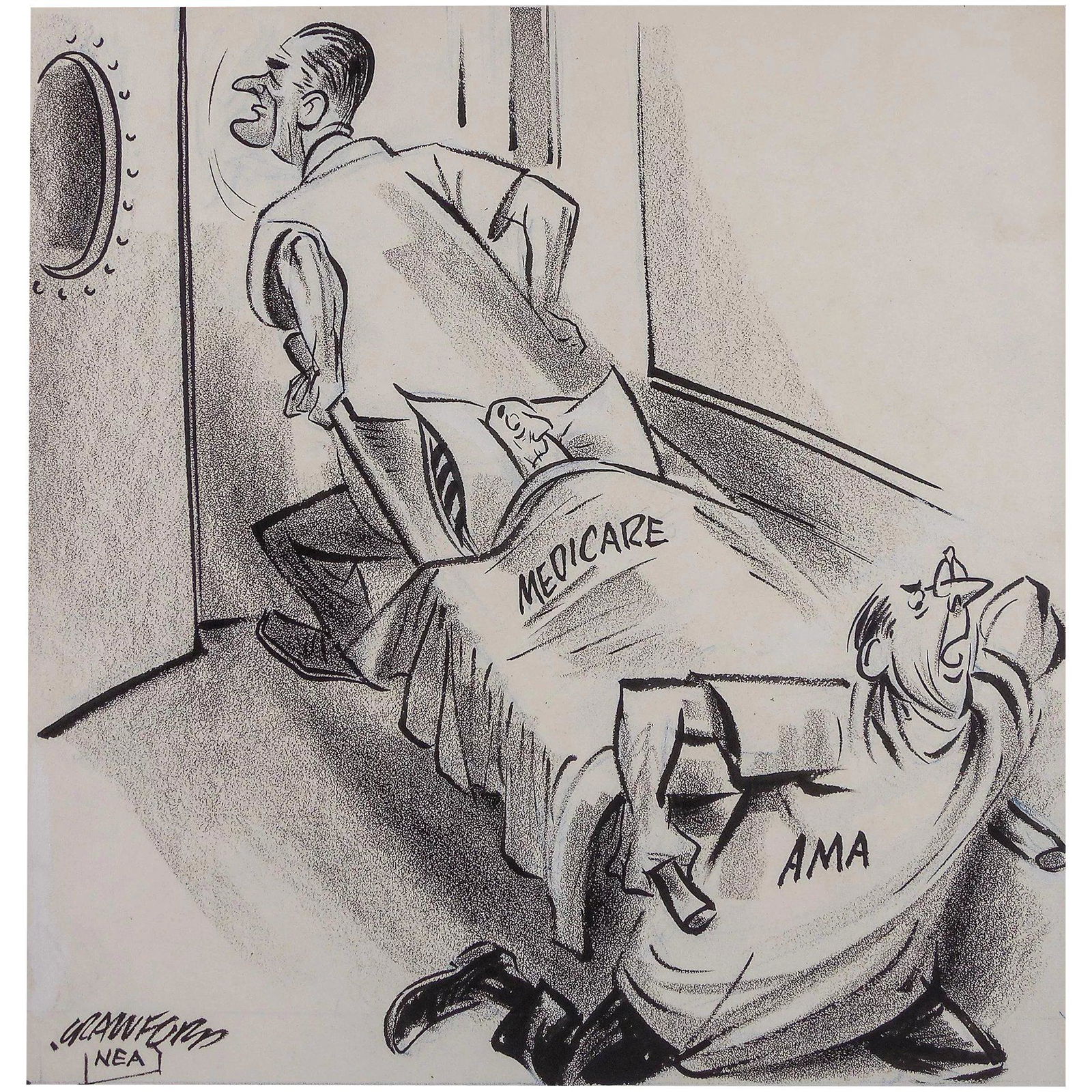 President Lyndon B. Johnson Original Political Cartoon