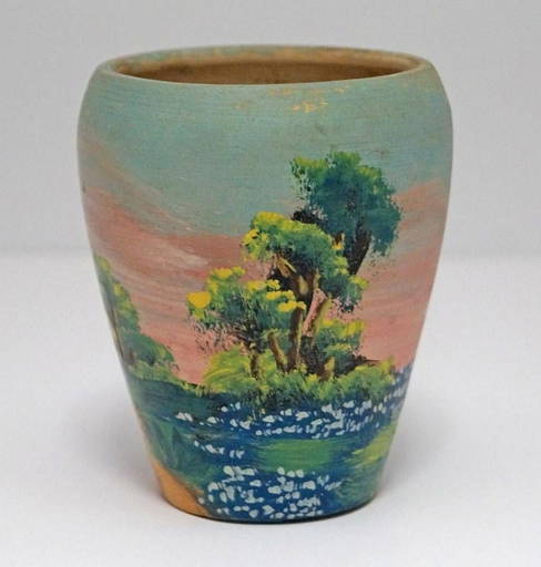 Vintage Meyer Texas Alamo Pottery Bluebonnet Vase