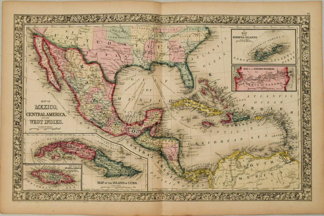 Buy 1860 Mitchell Map of the Caribbean and Mexico -- Map of | Jasper52 ...