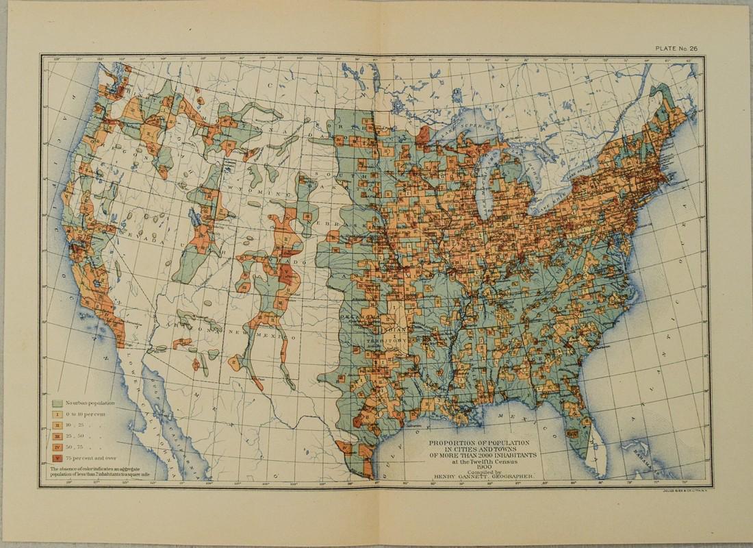1900 Us Census Map Of Urbanization Proportion Of The
