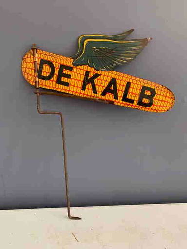 1940s Dekalb Flying Corn Sign On Rotating Stand