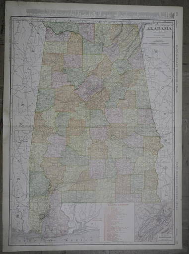 Rand, Mcnally & Co.'s New Business Atlas Map Of Alabama