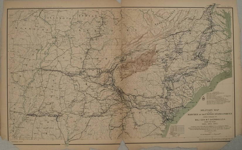 1892 Cowles Civil War Map Of Battles And Marches By