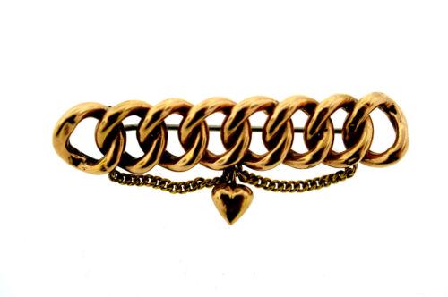 Victorian C.1900 14k "56" Rose Gold Pin Chain Brooch