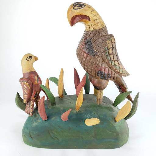 Walter Gottshall Folk Art Eagle W/ Baby Eagle