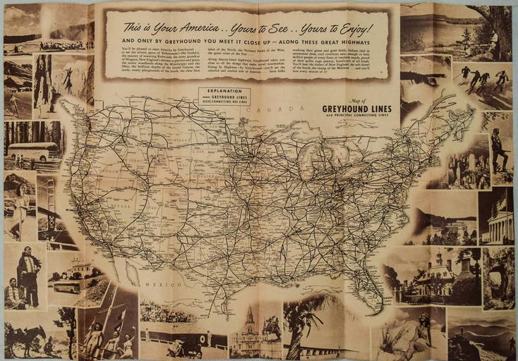 1946 Greyhound Us Route Map Map Of Greyhound Lines