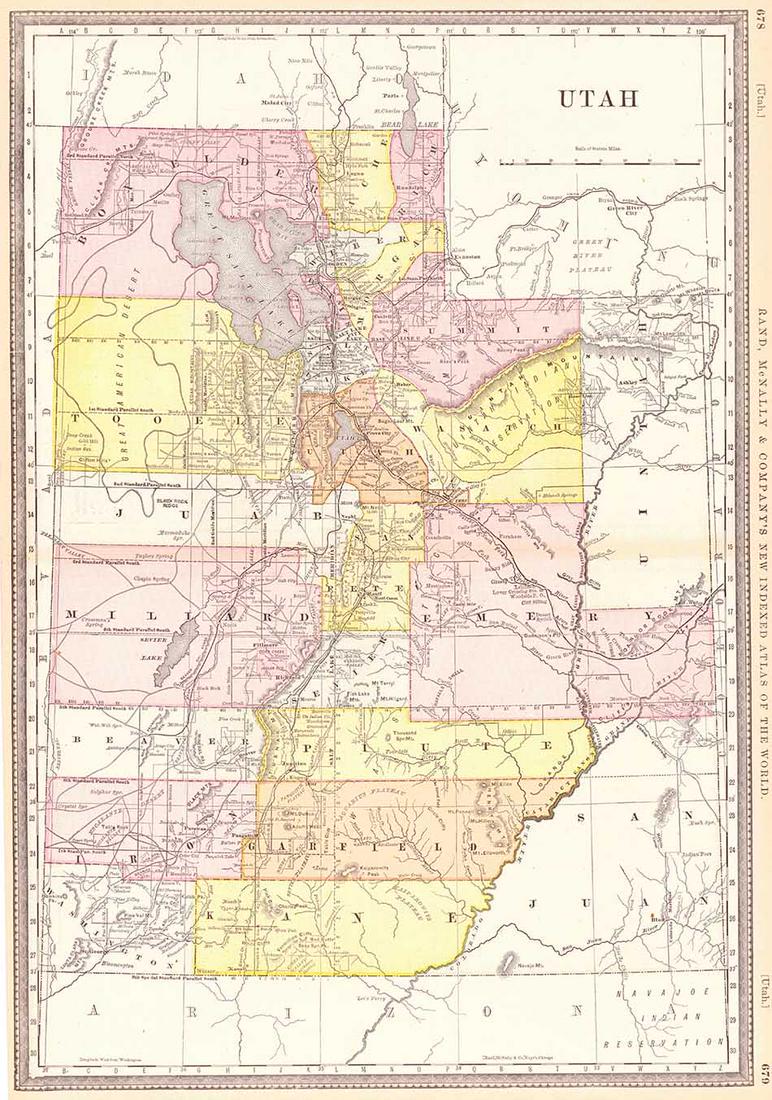 Utah Rand, Mcnally & Co.'s New Indexed Atlas Of The