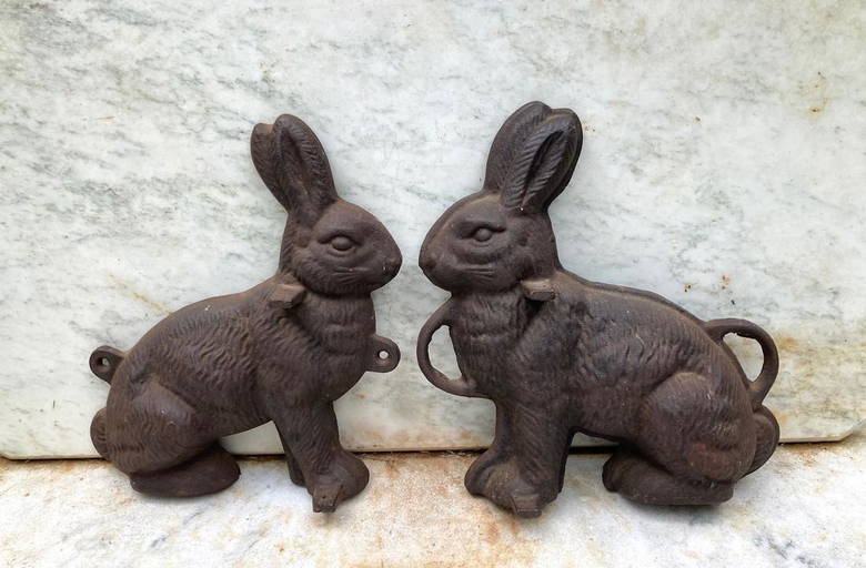 19thc Cast Iron Rabbit Two Part Mold