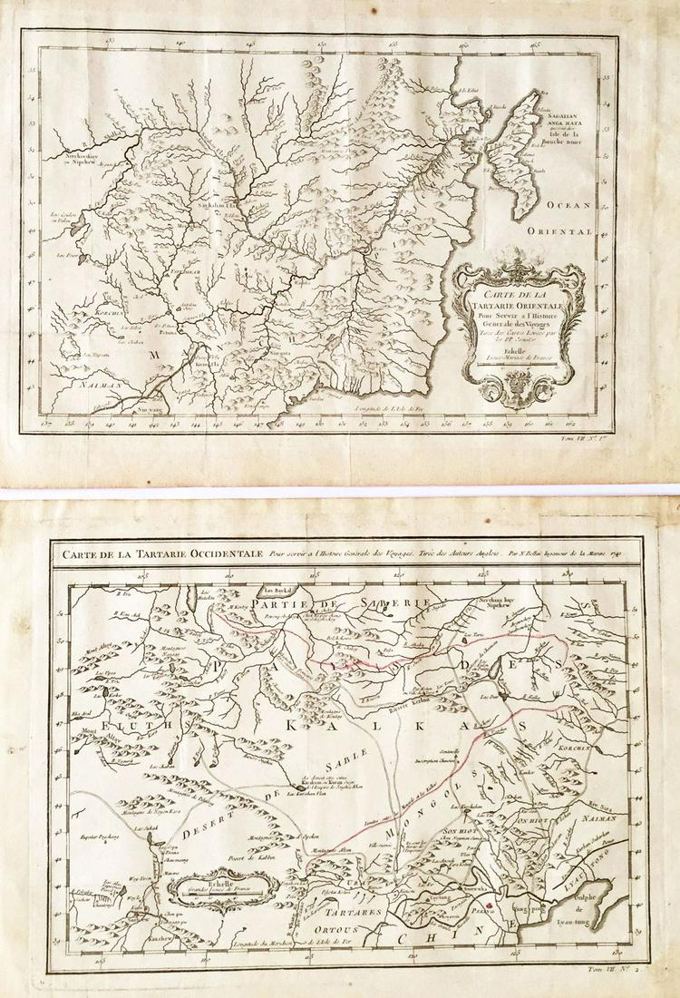 Bellin: Two Maps Of Tartary (northeast & Central Asia)