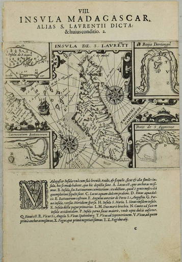 1598 C. De Bry Map Of Madagascar Insula Madagascar,