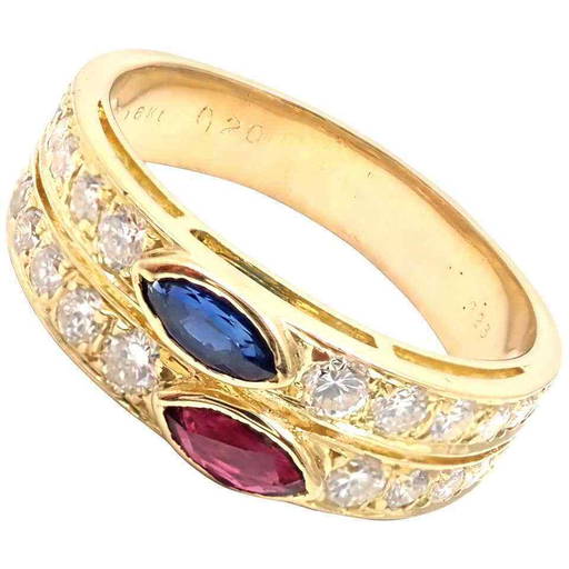 Authentic Van Cleef & Arpels Vca 18k Yellow Gold Ruby